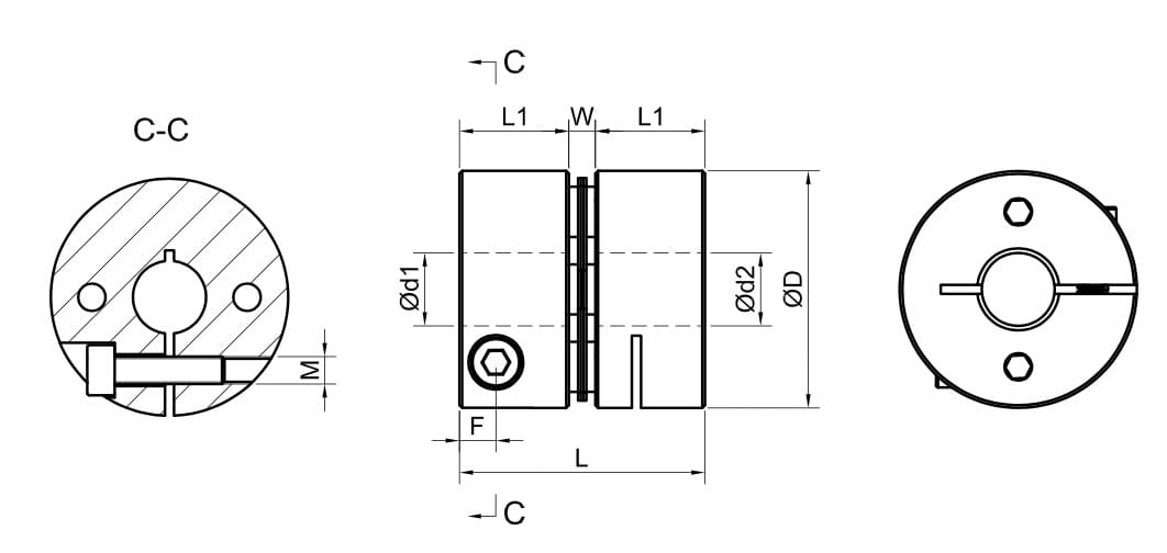 10mm - 14mm Flexible Single Disc Coupling 32x29mm - Vector CNC